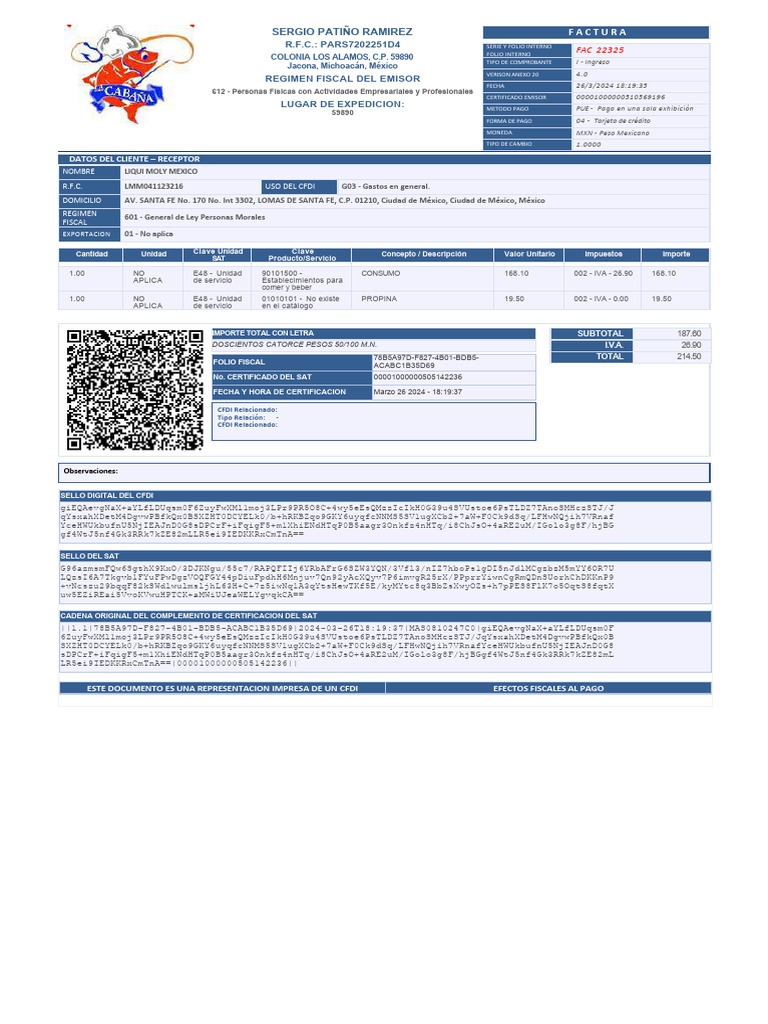FAC_LA CABAÑA_FAC0000022325 | PDF