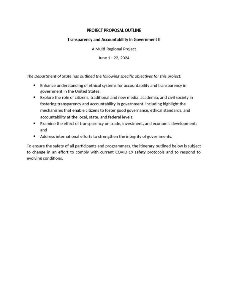 Project Outline Transparency & Accountability in Government II W ...