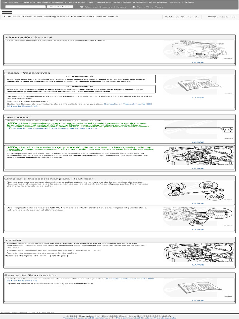 005-020 Válvula de Entrega de La Bomba Del Combustible QSL9 | PDF