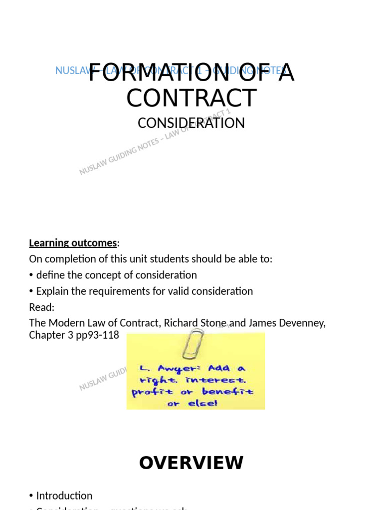 6 - Formation of Contract - Consideration | PDF