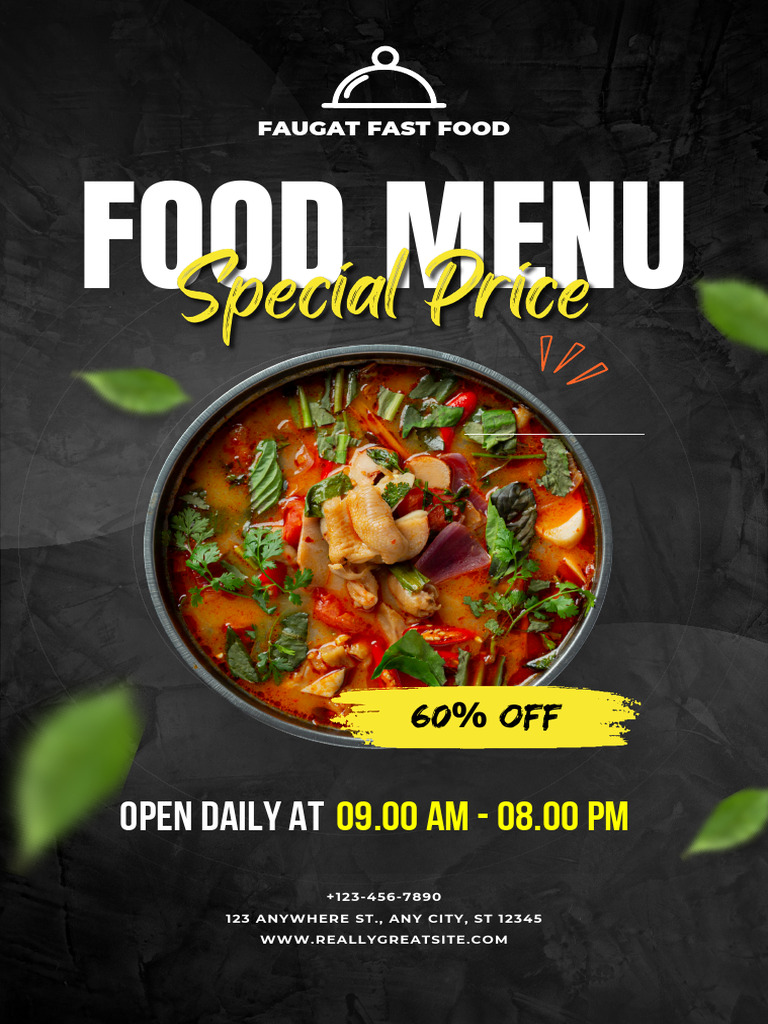 Green and Yellow Organic Photo Food Menu | PDF