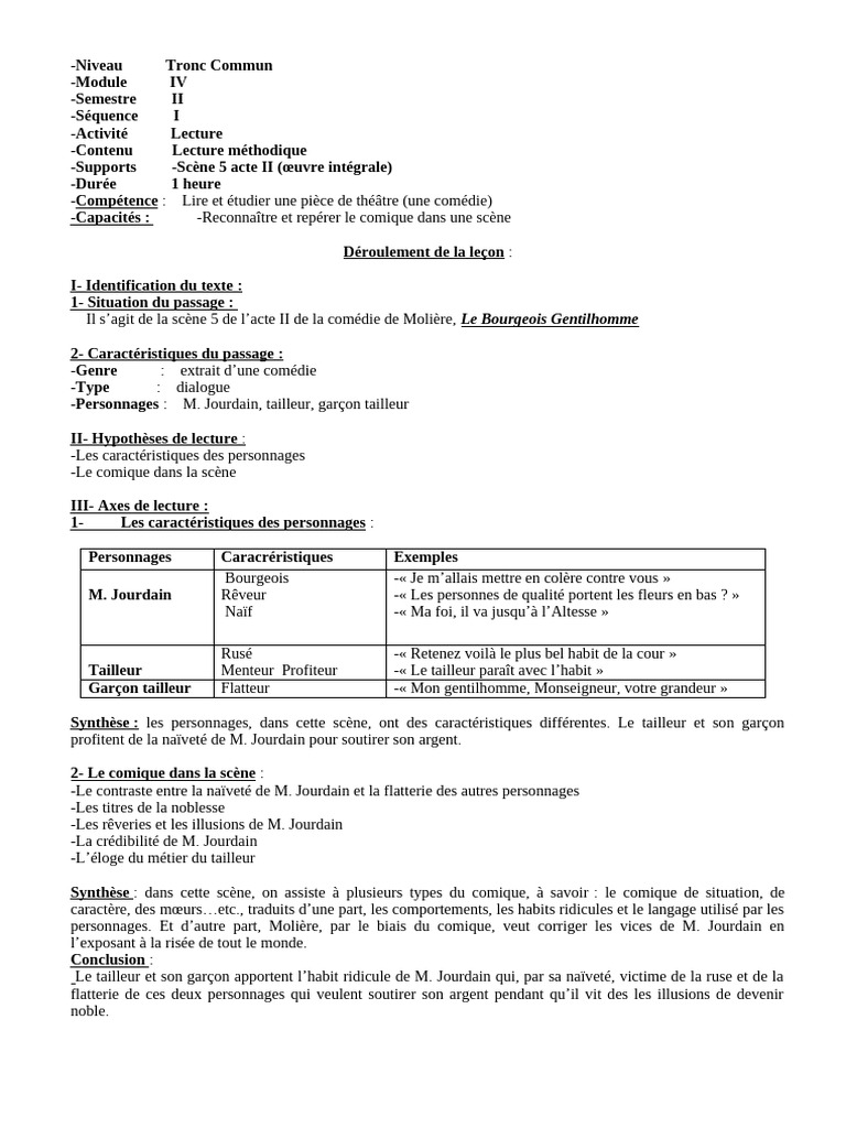 Lecture Tronc Commun | PDF