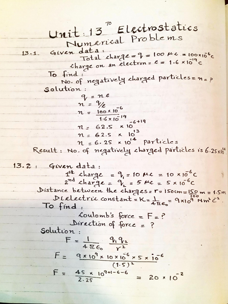 Numericals (Unit 13) | PDF