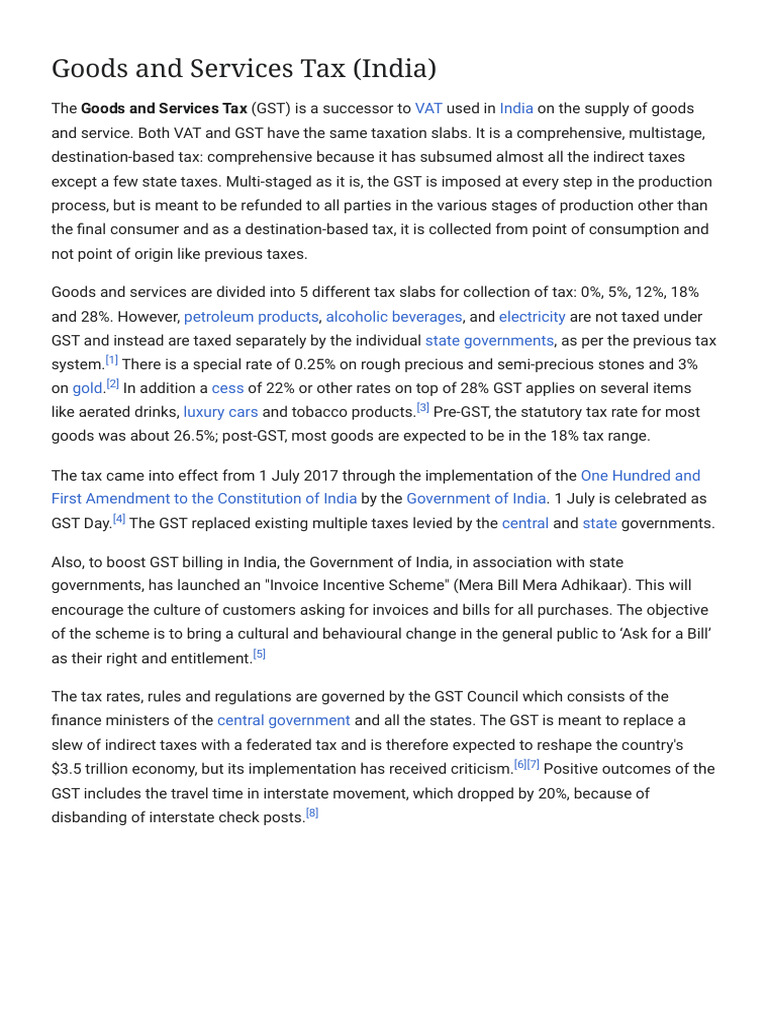India's GST: A Comprehensive Overview | PDF | Government Of India | Business