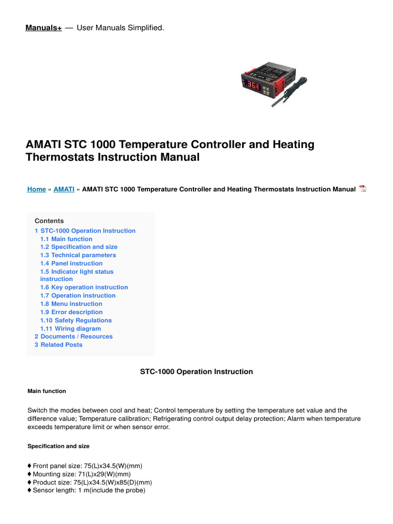 STC 1000 Temperature Controller and Heating Thermostats Manual | PDF