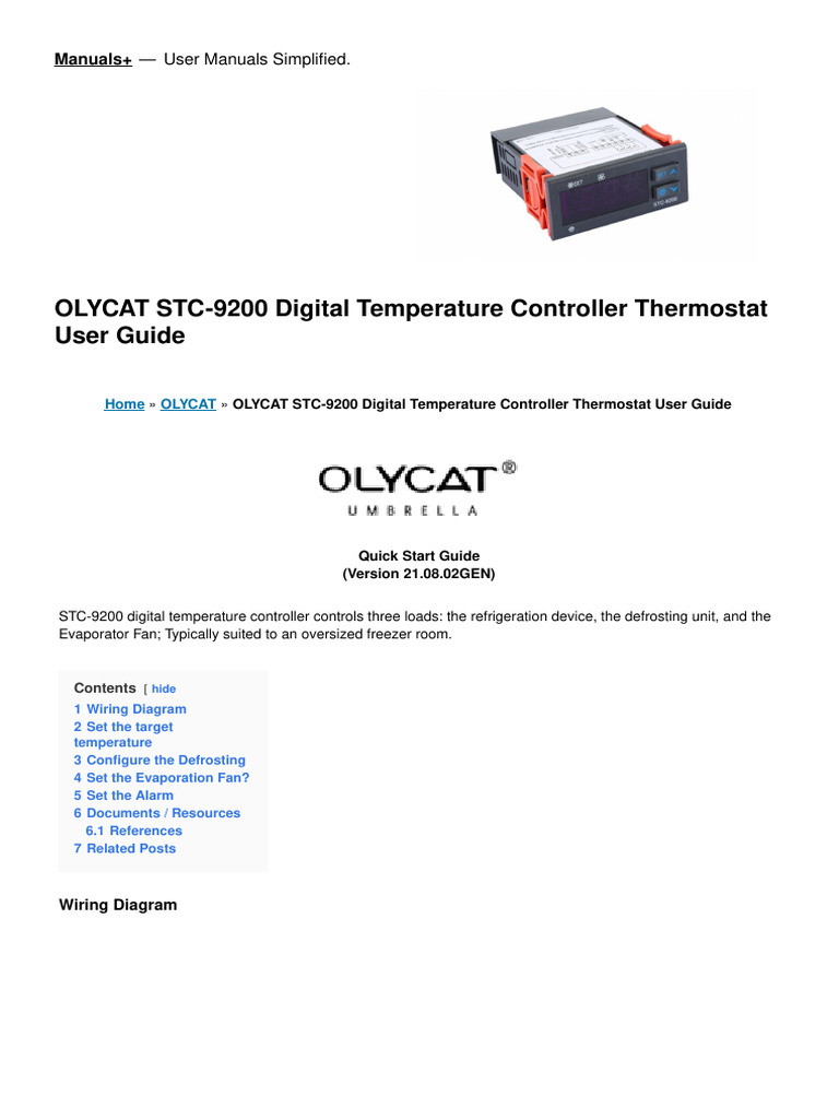 STC 9200 Digital Temperature Controller Thermostat Manual | PDF