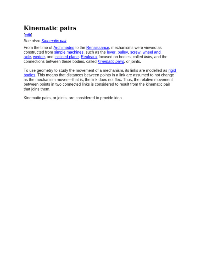 Kinematic Pairs | PDF