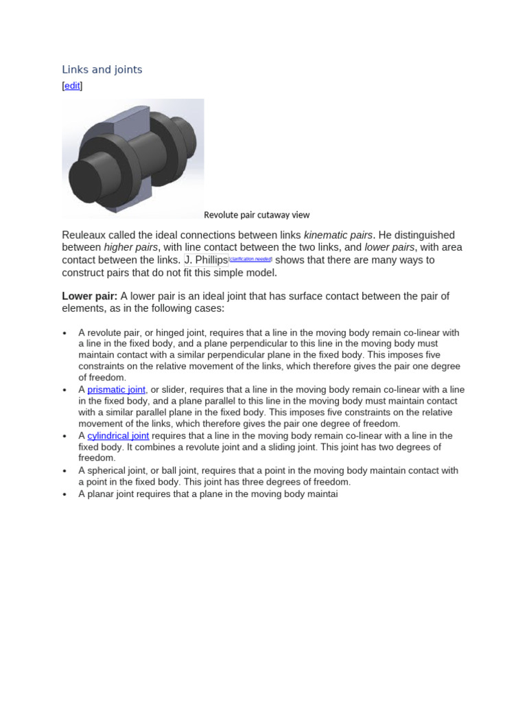 Links and Joints: Kinematic Pairs Higher Pairs Lower Pairs | PDF