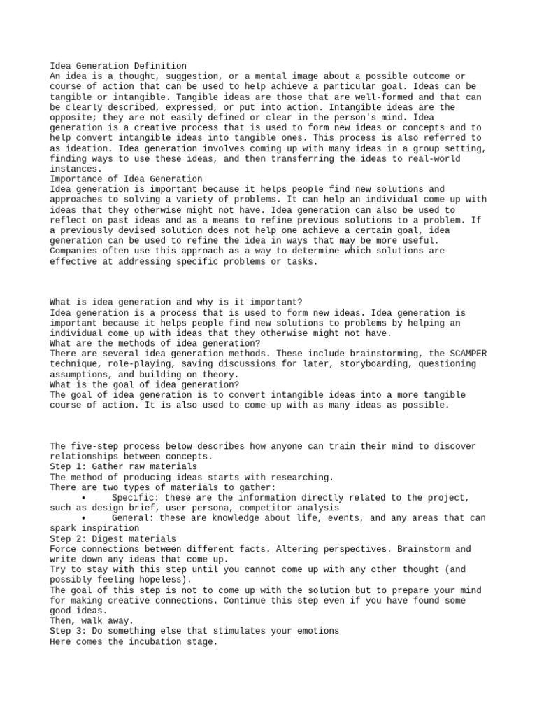 Idea Generation Pdf