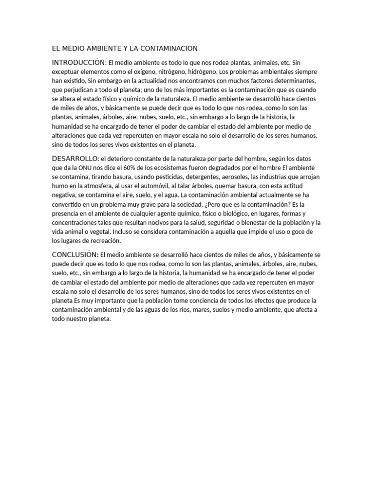 El Medio Ambiente y La Contaminacion | PDF