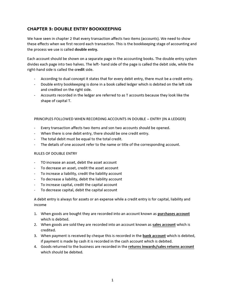 Chapter 3 - Double Entry Bookkeeping | PDF | Debits And Credits ...