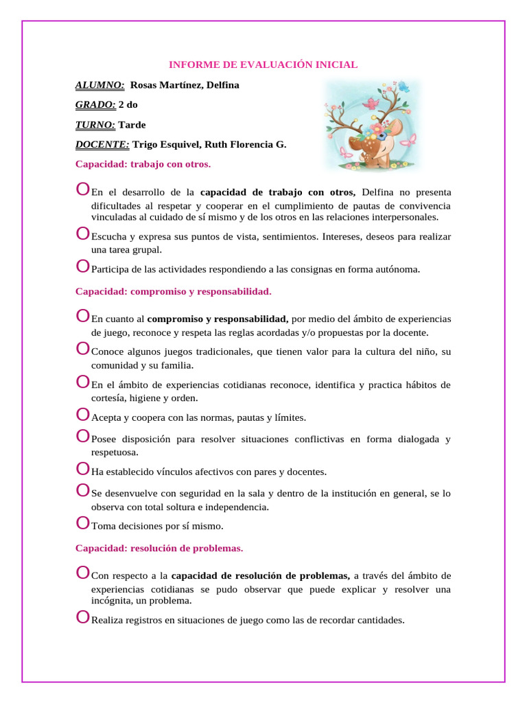 Informe de Evaluacion Inicial | PDF