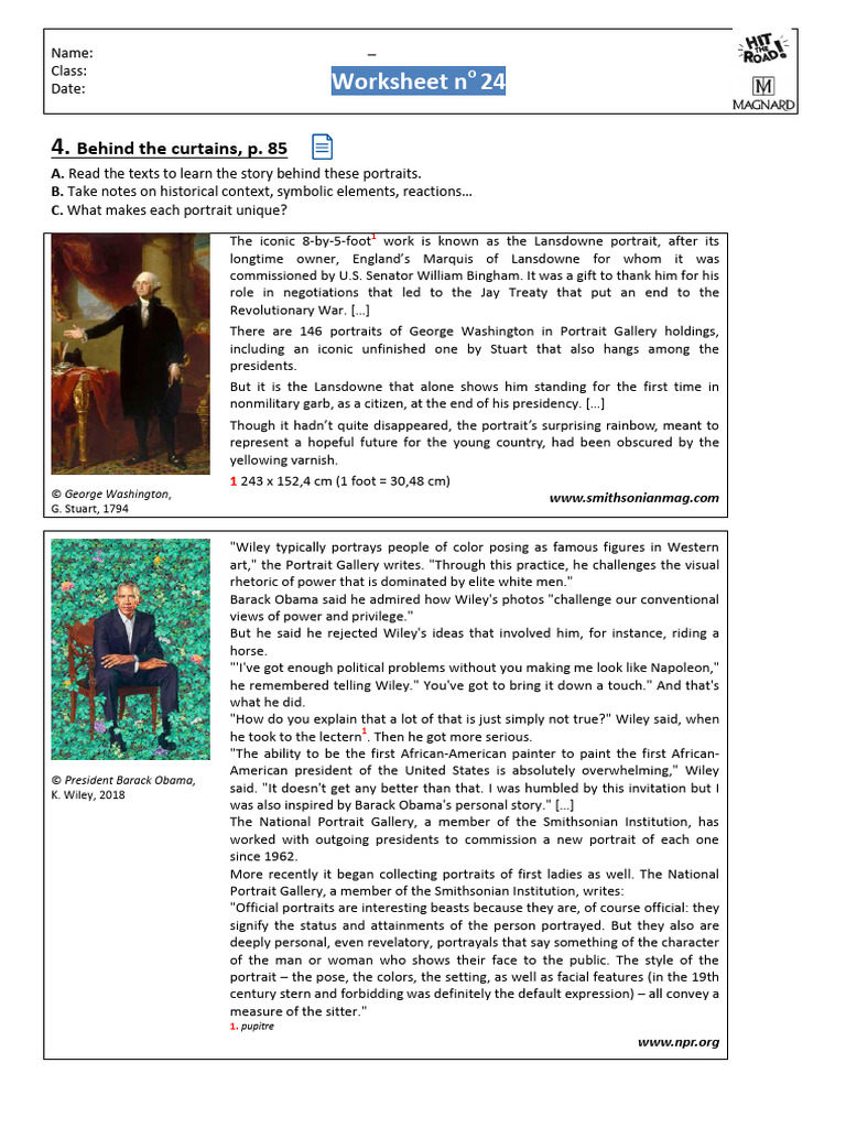 U7 Worksheet N°24 Behind The Curtains | PDF