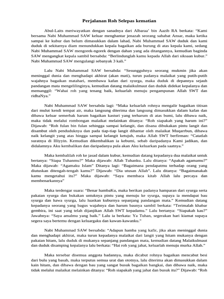 Perjalanan Roh Selepas | PDF