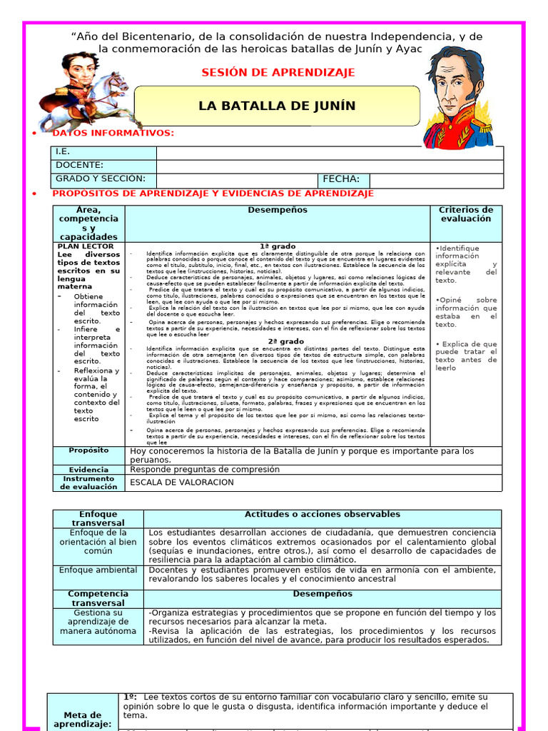 Adicional Sesion La Batalla de Junin | PDF