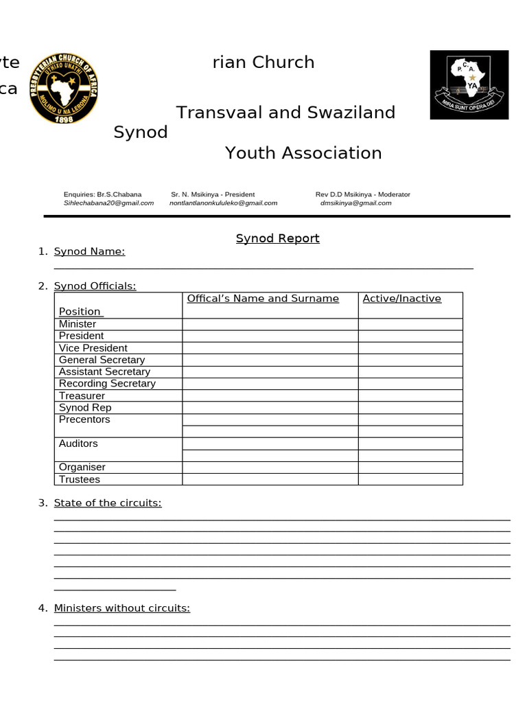 Synod Report Template | PDF