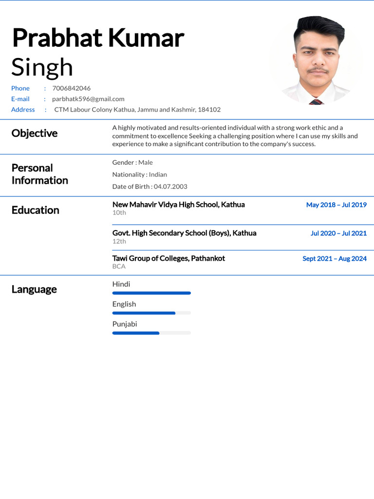 Prabhat Kumar - Resume - 505 | PDF