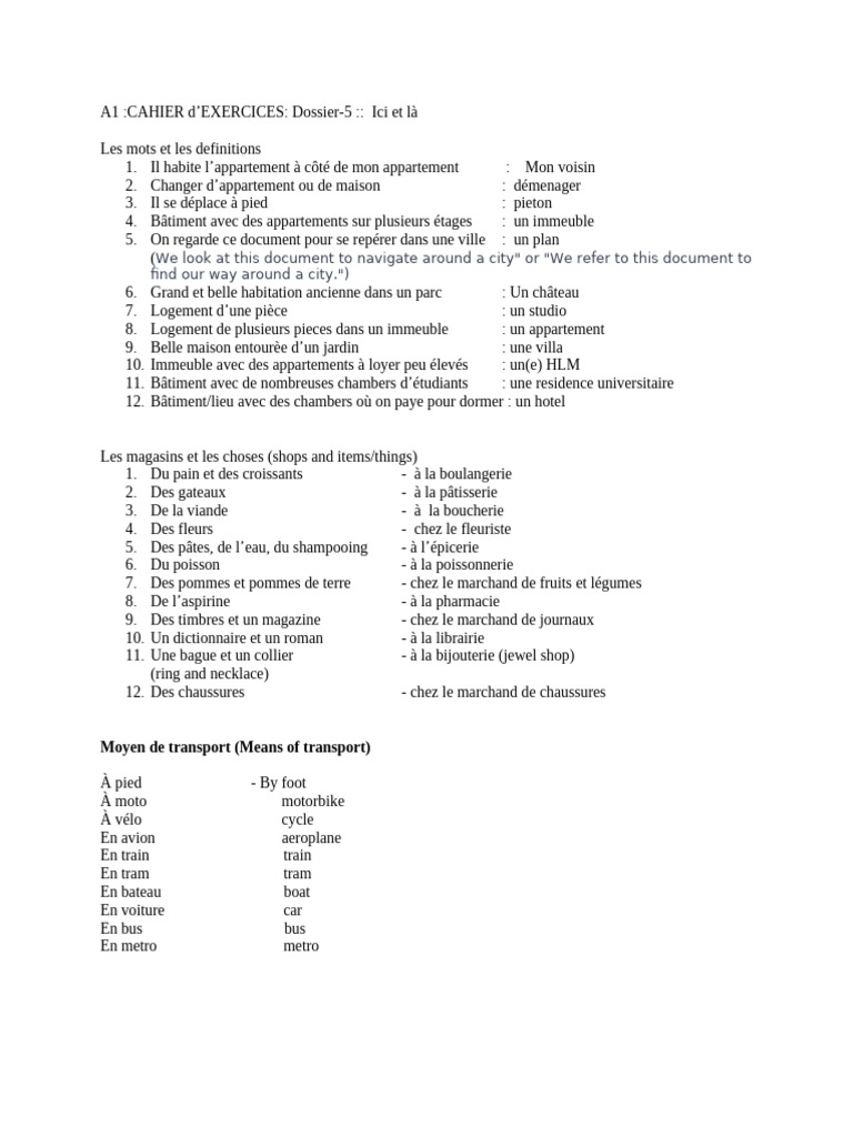 A1-Dossier-5-Cahier-notes-Ici Et Là | PDF