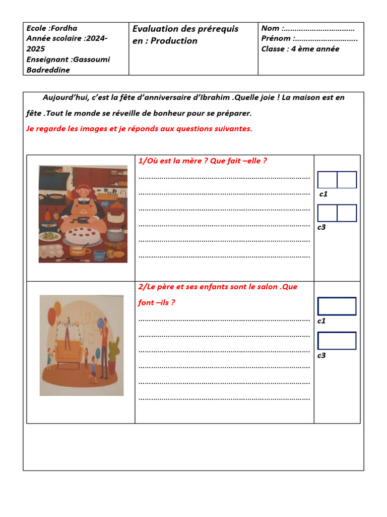 Evaluation Production 4 Ème | PDF