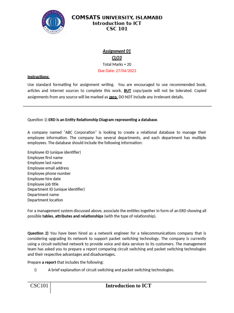 ICT-Assignment-1 | PDF