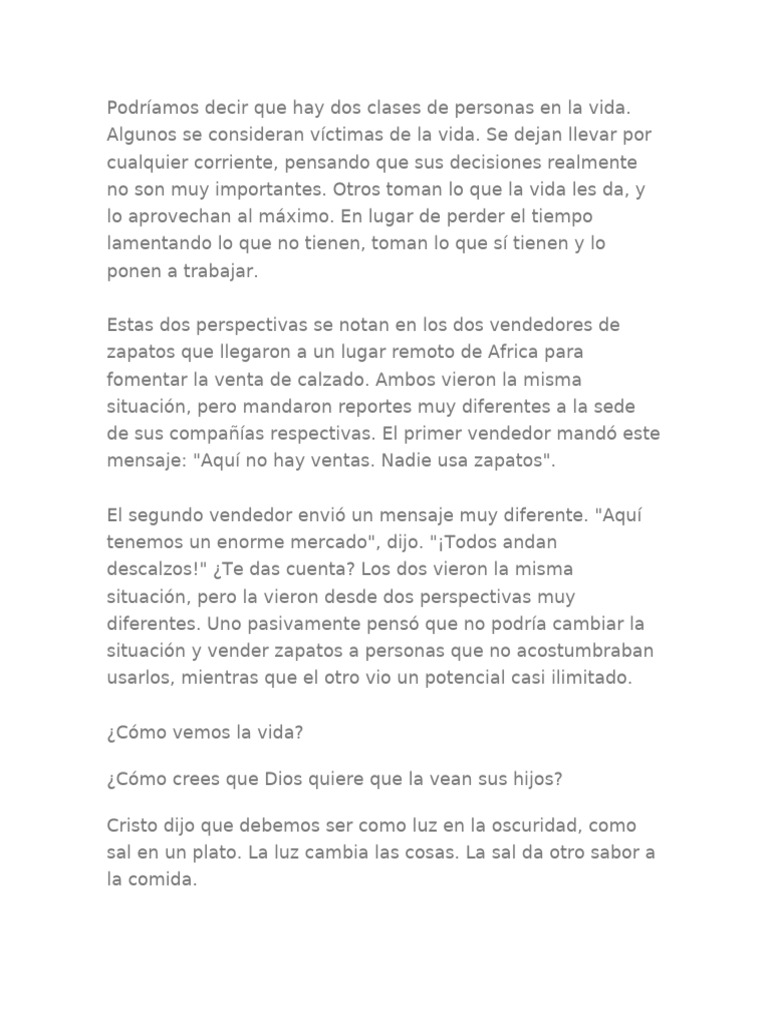 Podríamos Decir Que Hay Dos Clases de Personas en La Vida | PDF