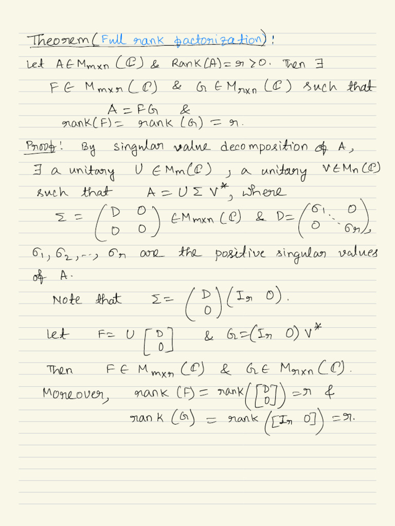 Lecture 7 - Full Rank Factorization and Moore-Penrose Inverse | PDF | Teaching Methods & Materials