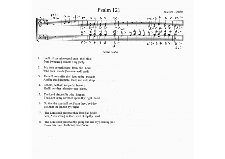 Psalm 121 - Walford David (Solfa) | PDF