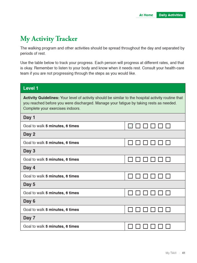 Post-TAVI Activity Guide | PDF | Career & Growth | Self-Improvement