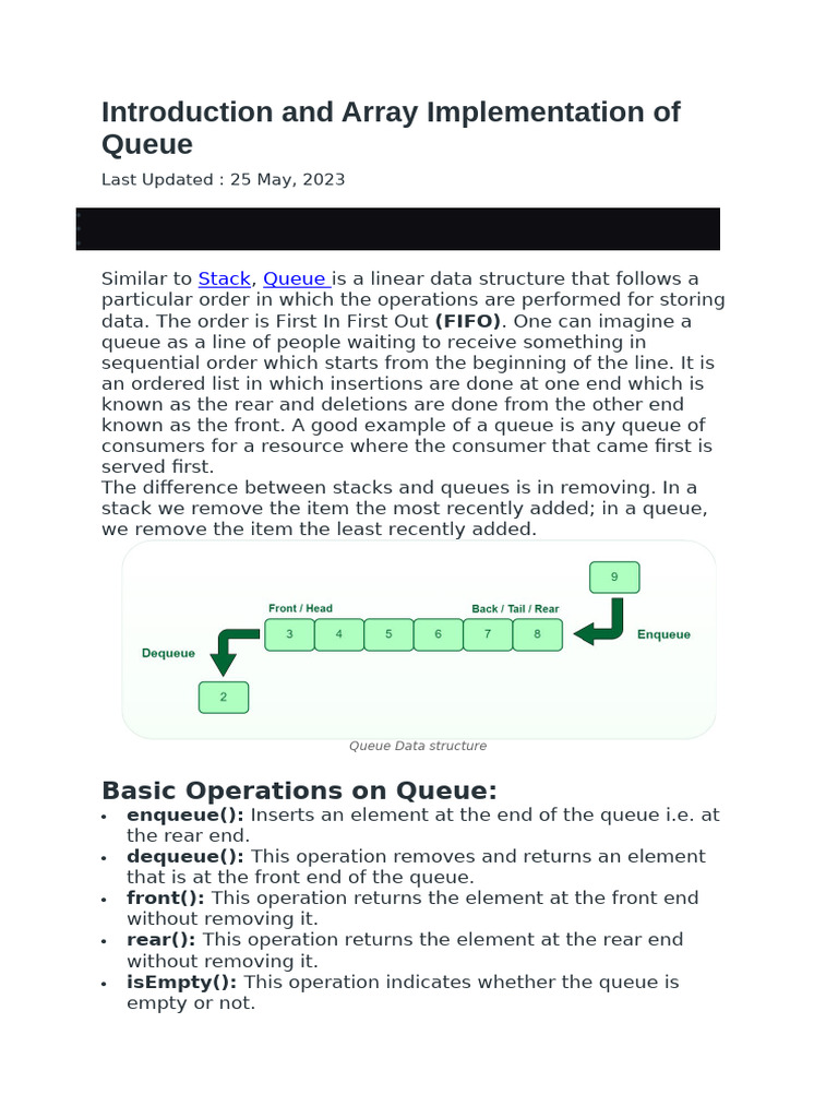 Implementation of Queue | PDF