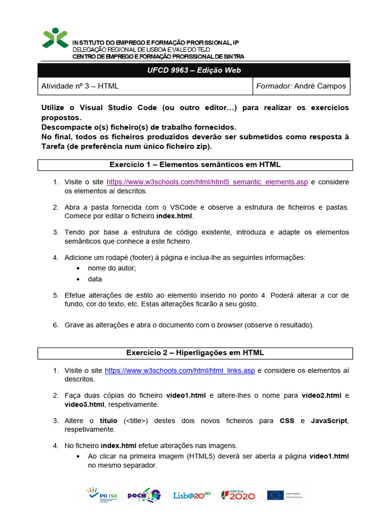 Atividade 3 | PDF | Html | Computadores