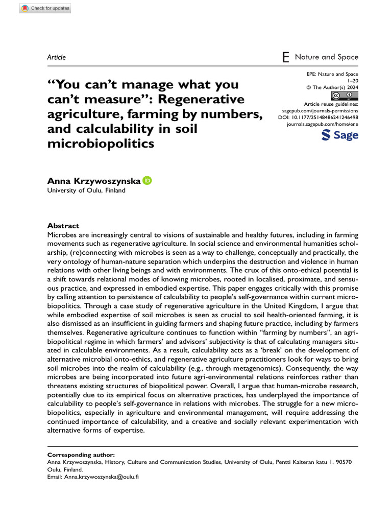 "You Can't Manage What You Can't Measure" - Regenerative Agriculture ...