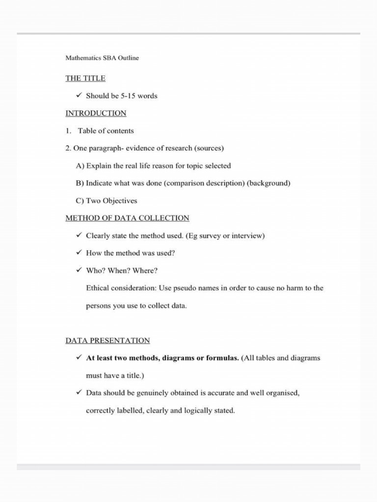 Mathematics SBA Outline | PDF