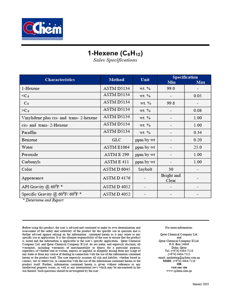 1 Hexene Spec | PDF