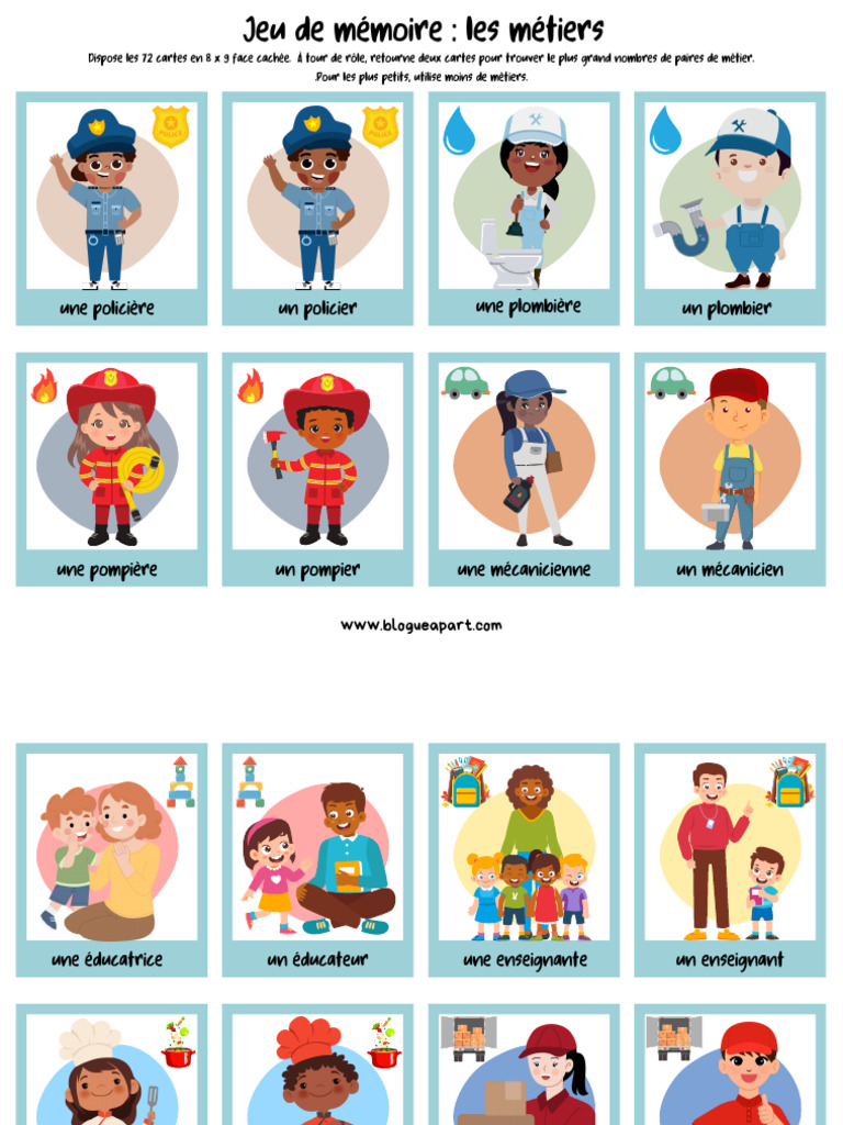 jeu de mémoire les métiers | PDF