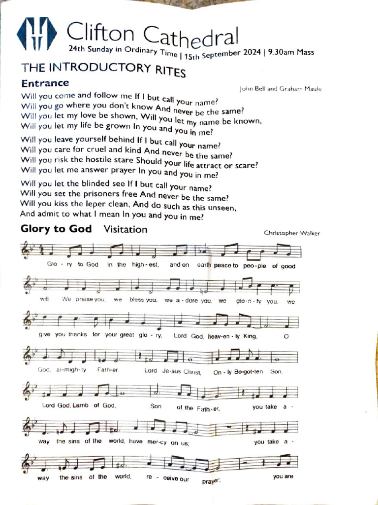 Glory To God Hymn Sheet | PDF