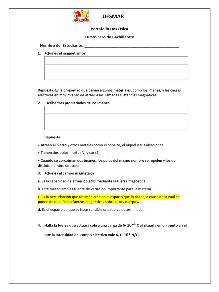 Portafolio Dos Física 3ro | PDF