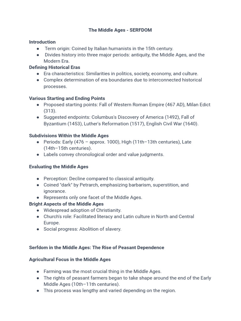 The Middle Ages - SERFDOM | PDF | Crop Rotation | Travel