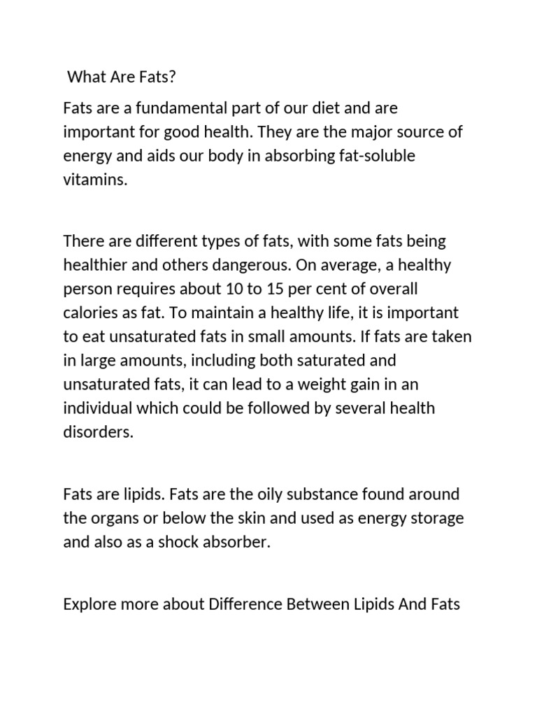 What Are Fats | PDF