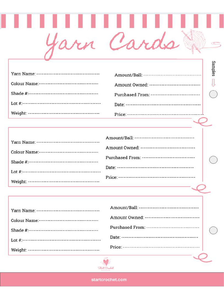 Yarn Cards Printable Start Crochet | PDF