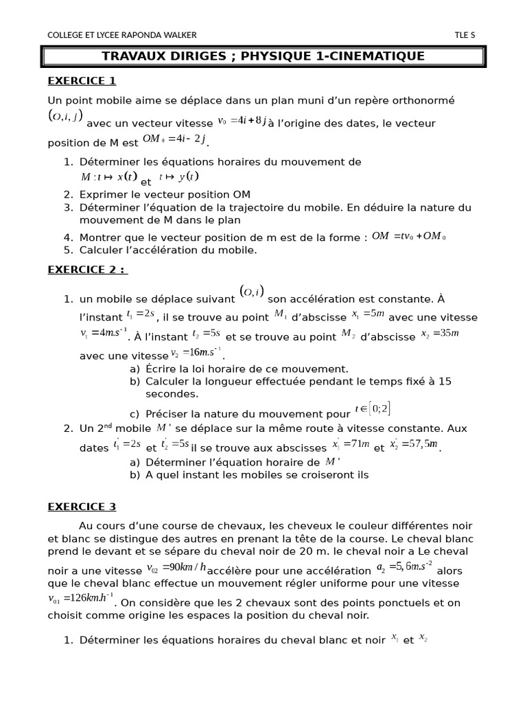 TD CINEMATIQUE | PDF