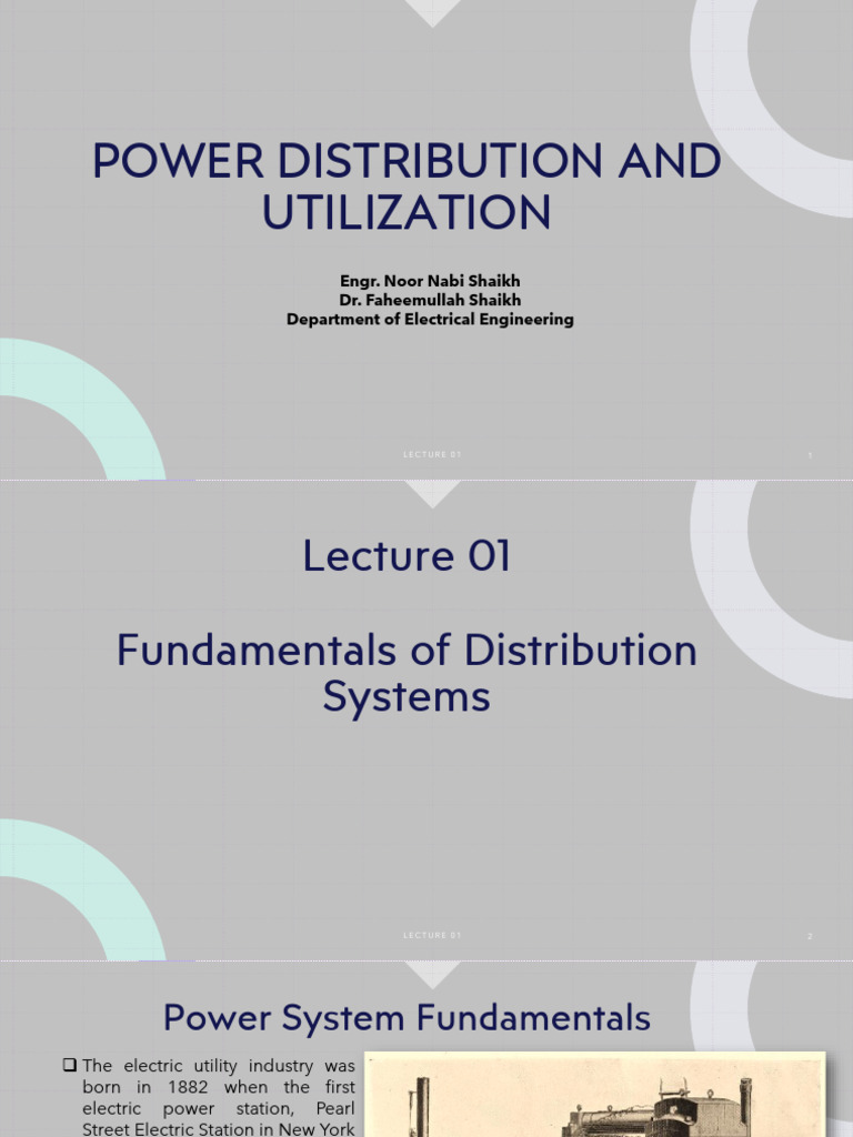 Lecture 01 - Introduction To Distribution Systems | PDF