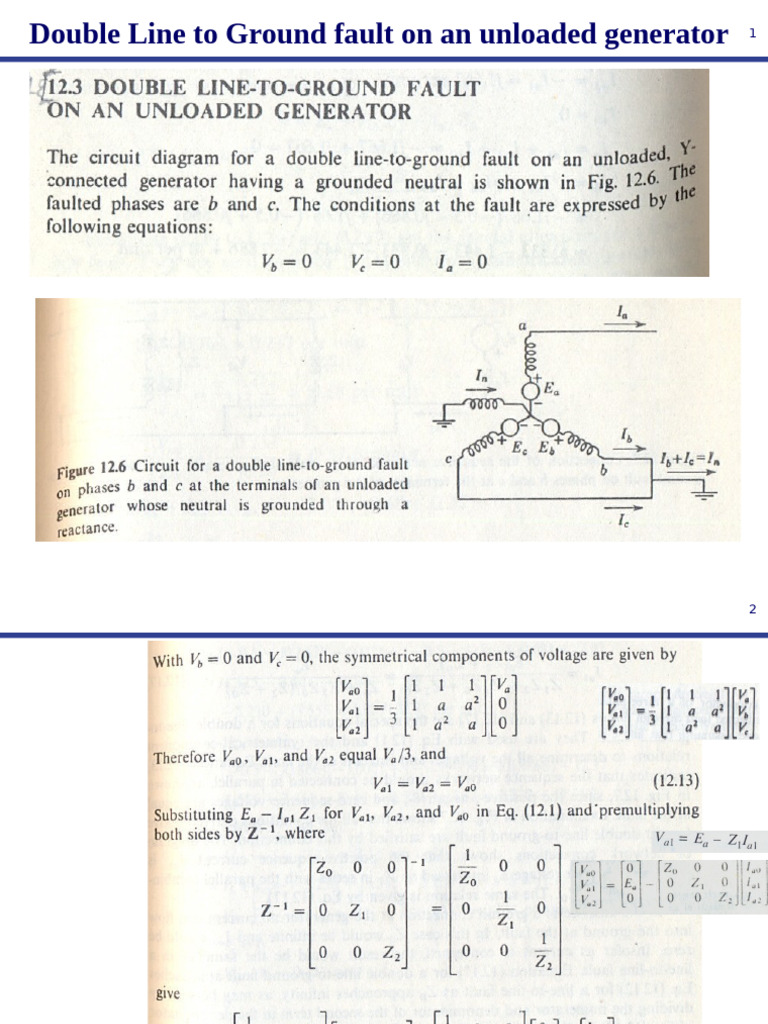 Lecture 14 - Double Line To Ground Fault of Synchronous Machines | PDF