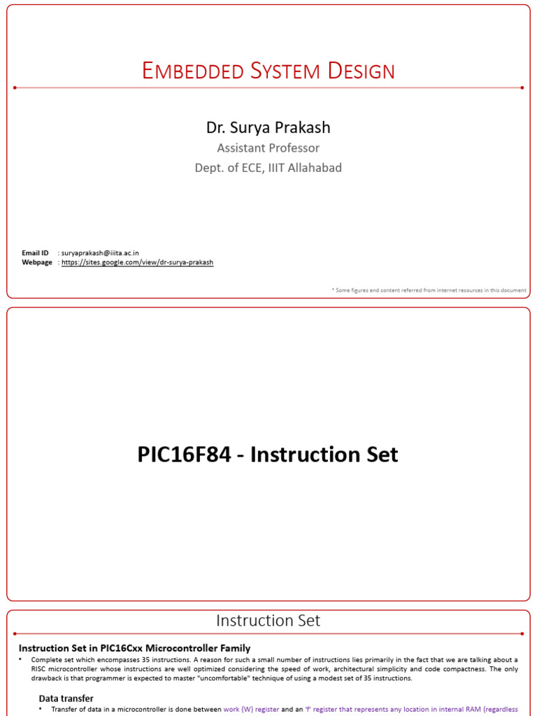 Notes Esd Pic Microcontroller Instruction Set Pdf Central Processing Unit Computer