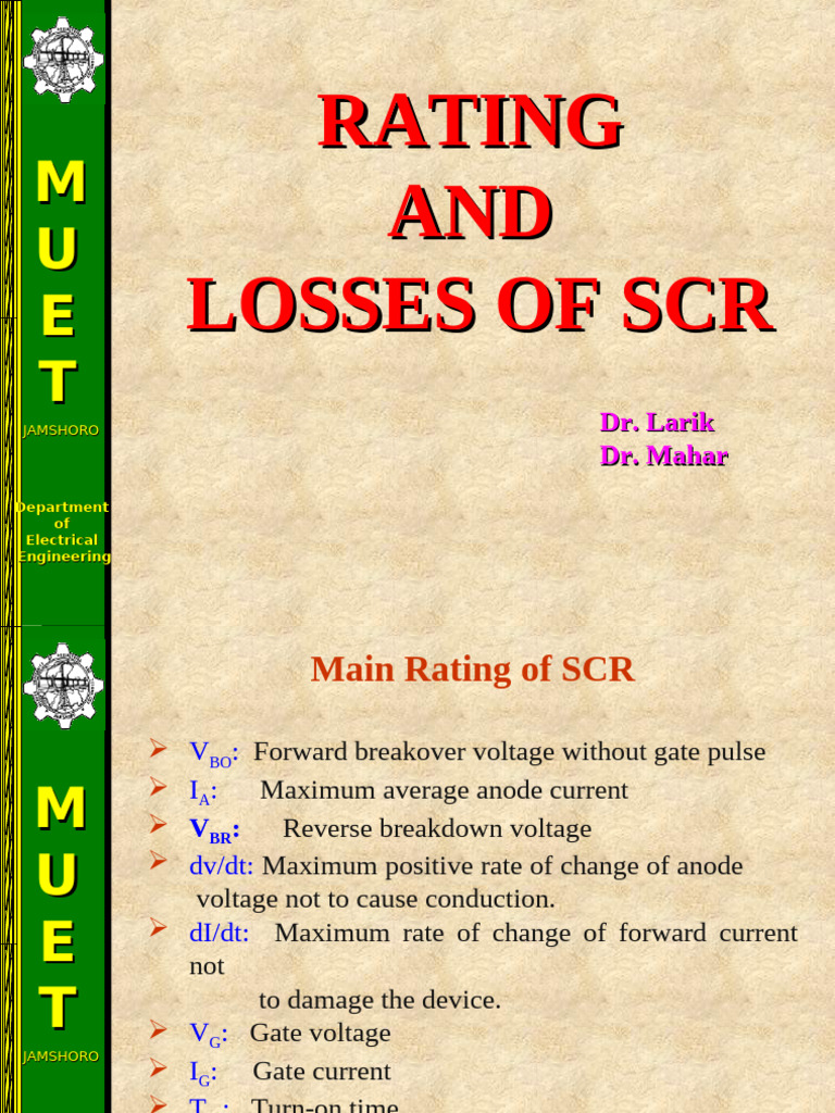 Lecture 09 - Rating, Losses & Protection of SCR | PDF