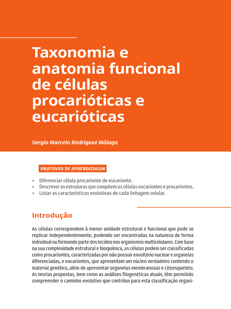 Taxonomia e Anatomia Funcional de Células Procarióticas e Eucarióticas | PDF