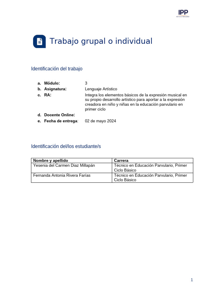 Grupo 54 - Lenguaje - Artisco - TG-TI - Modulo3 | PDF | Educación de la primera infancia | Arte