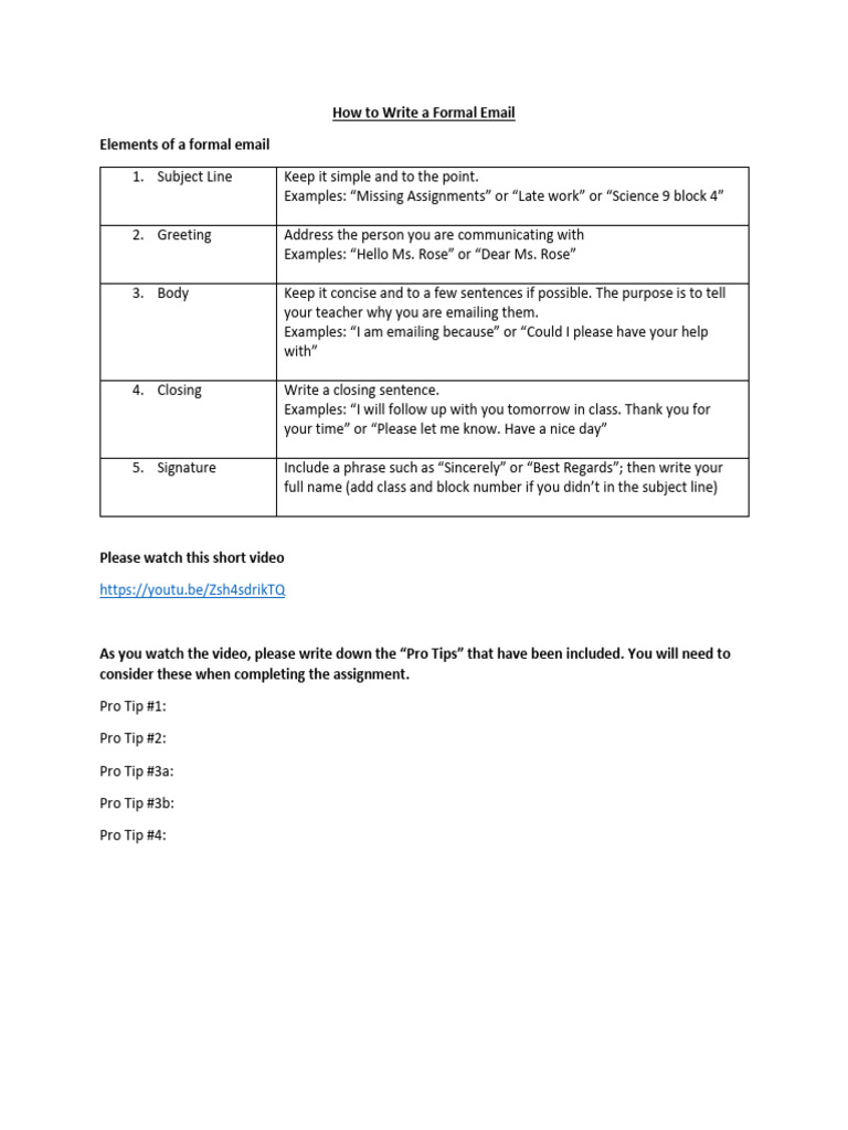 How To Write A Formal Email Pdf