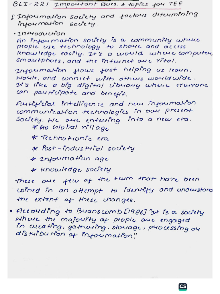 Important Ques of BLIS 221 | PDF