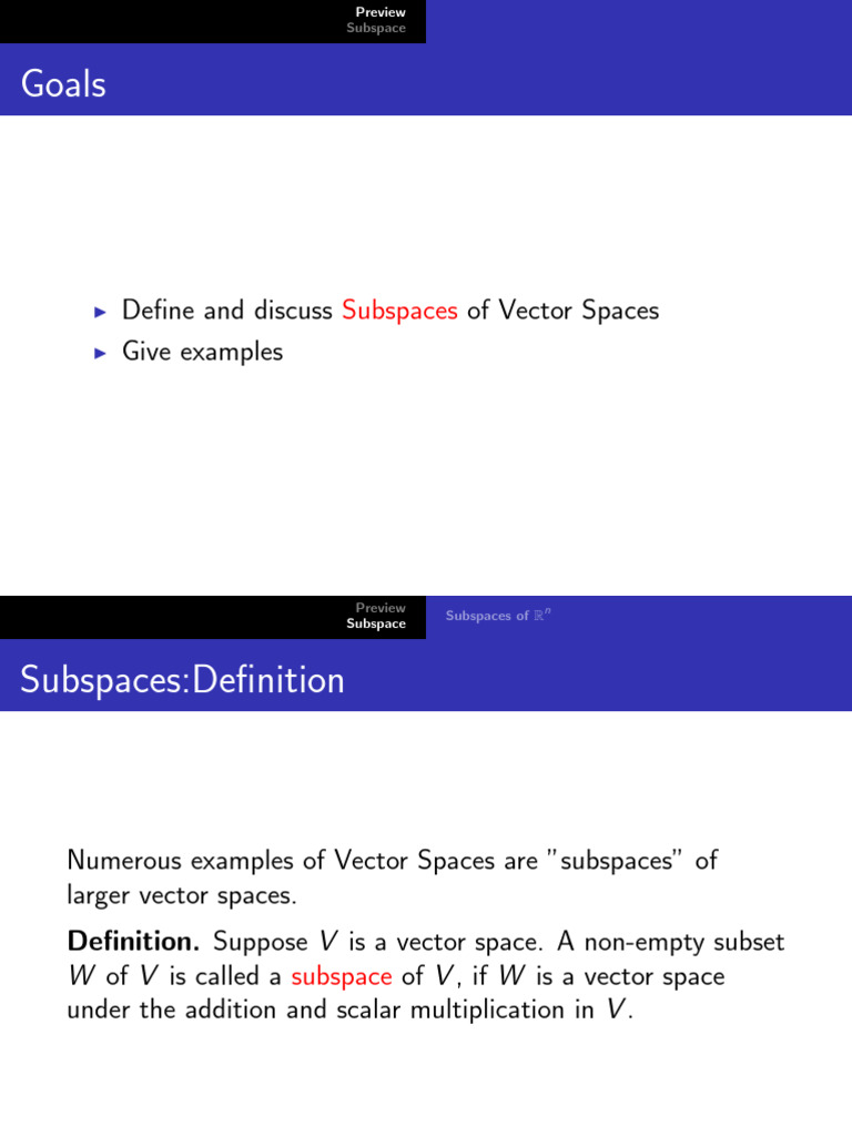 Subspaces Pdf