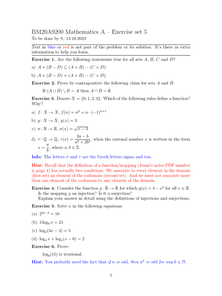 Math 1 | PDF
